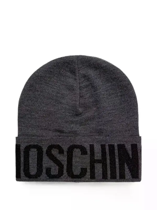 Moschino Intarsia Beanie Hat - Grey