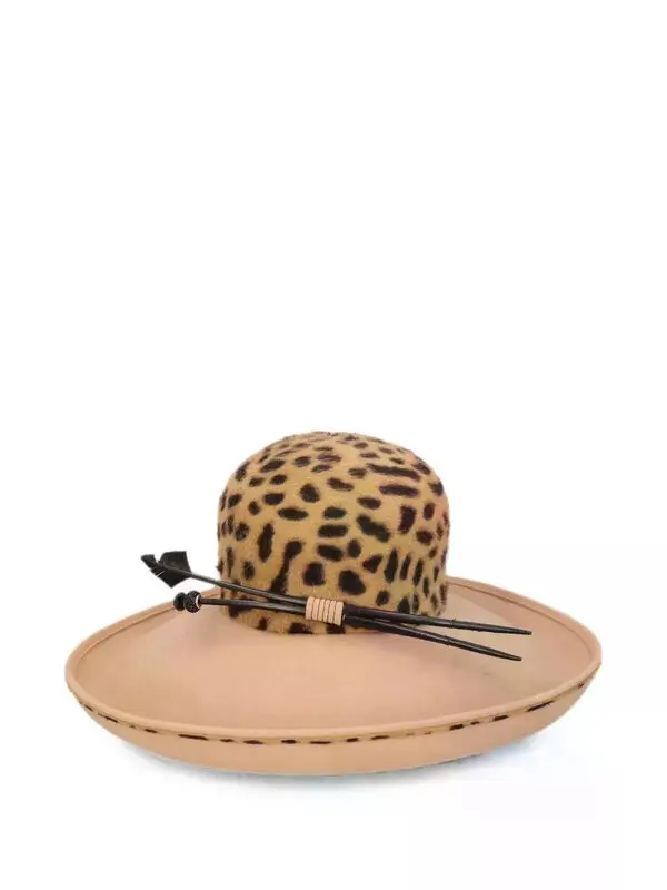 MARZI Leopard Print Wide Brim Hat