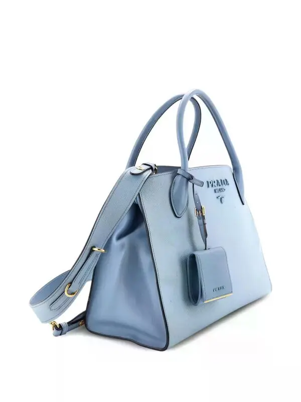 Prada Saffiano Leather Tote Bag - Blue