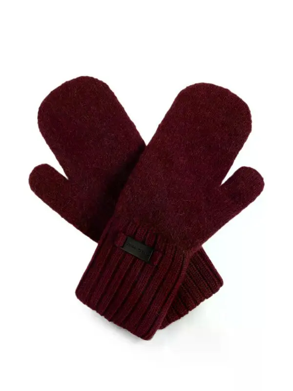 Canada Goose Ribbed-knit Logo Patch Mittens - Red