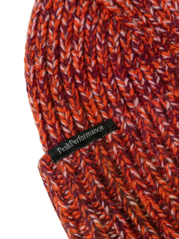 PEAK PERFORMANCE Ribbed Knit Beanie Hat - Orange