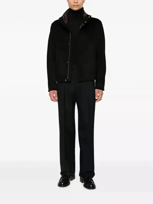 LARDINI High-neck Zip-up Jacket - Black
