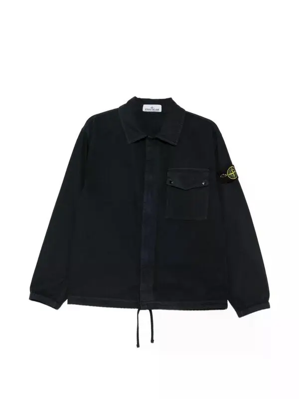 Stone Island Compass-motif Patch-pocket Shirt - Black