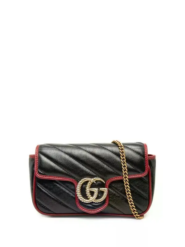 Gucci Super Mini Gg Marmont Matelasse Leather Crossbody Bag - Black