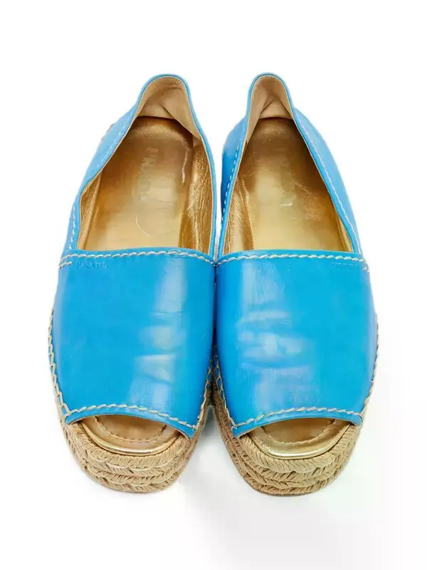 Prada Leather Platform Espadrilles
