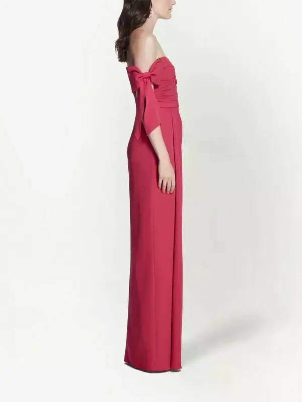 Marchesa Off-shoulder Gown With Bow Detailing And Side Slit
