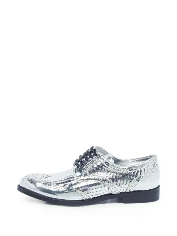 Dolce & Gabbana Metallic Effect Lace Up Brogues - Silver