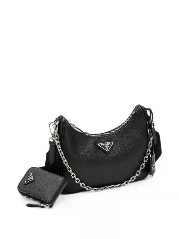 Prada Re-edition 2005 Saffiano Leather Shoulder Bag With Chain Detail