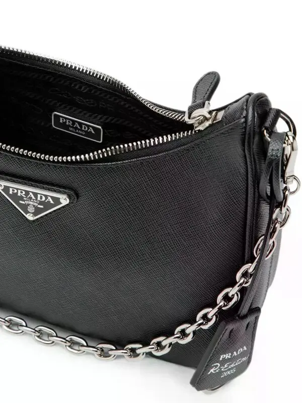 Prada Re-edition 2005 Saffiano Leather Shoulder Bag With Chain Detail