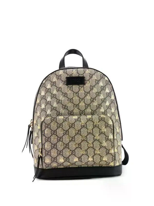 Gucci Zip Pocket Printed Gg Coated Canvas Small Backpack - Brown