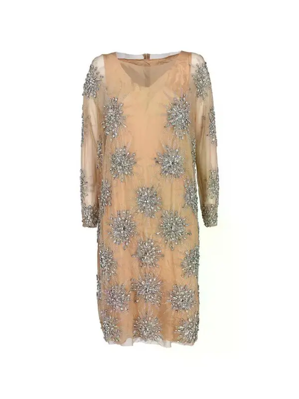 UEL CAMILO Crystal Embellished Star Motif Mini Dress - Neutrals