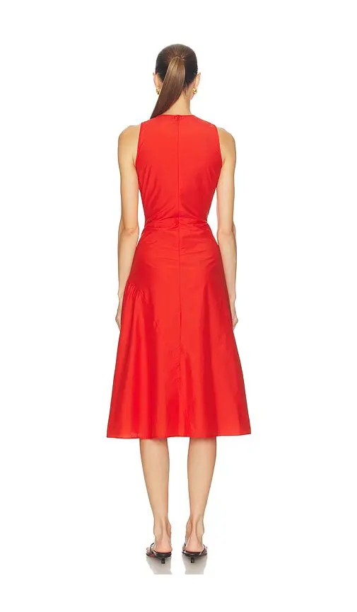 Theory Ruched Tank Midi Dress - Red