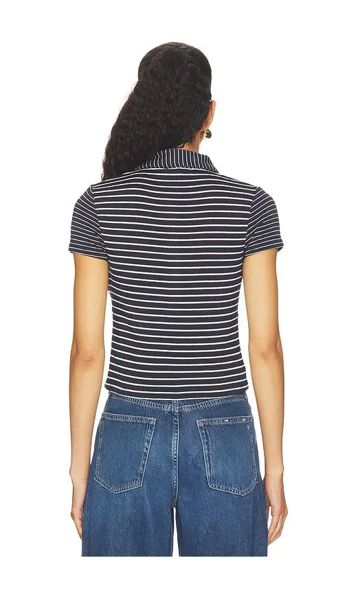 Rag & Bone Knit Button Stripe Polo Tee