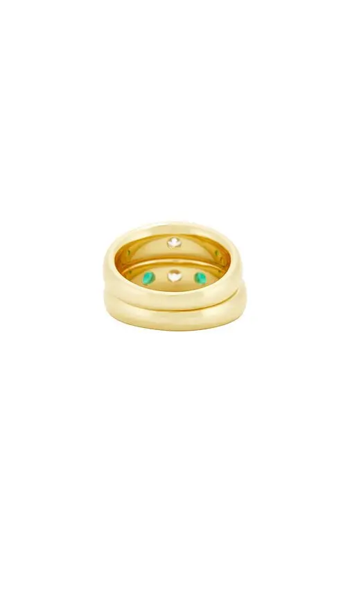 MEGA Emerald And Clear Cubic Zirconia Pinky Ring Set