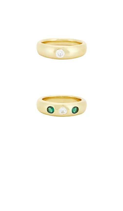 MEGA Emerald And Clear Cubic Zirconia Pinky Ring Set