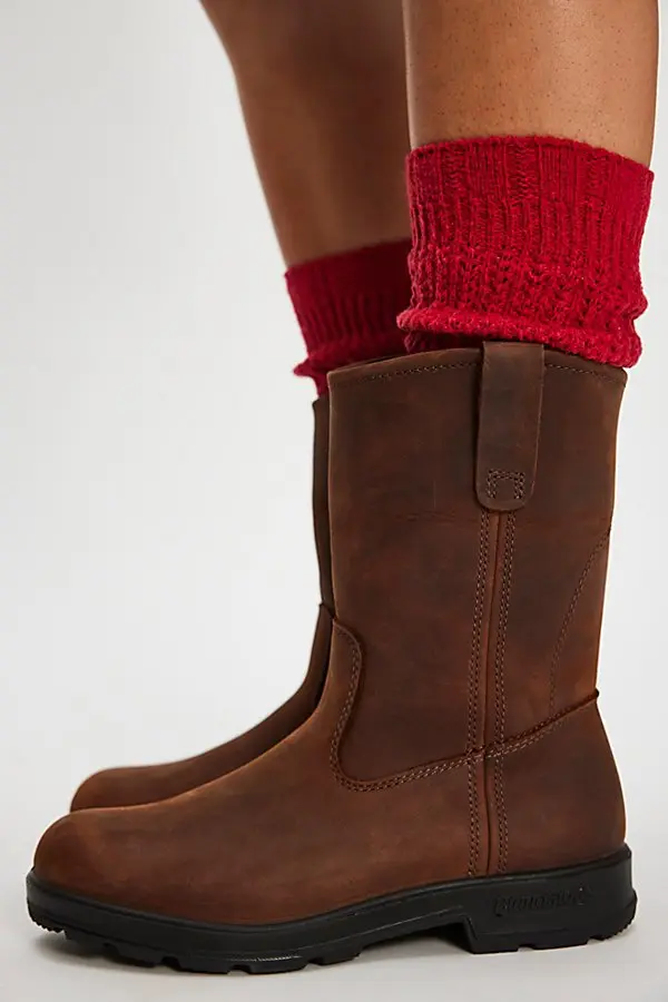 Blundstone Waxed Nubuck Leather Rigger Boots - Teak