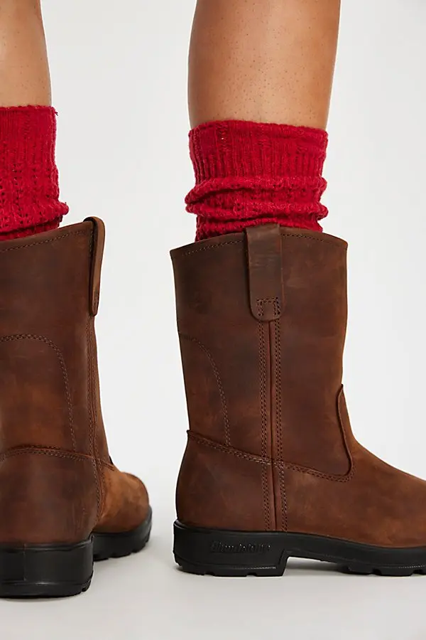 Blundstone Waxed Nubuck Leather Rigger Boots - Teak
