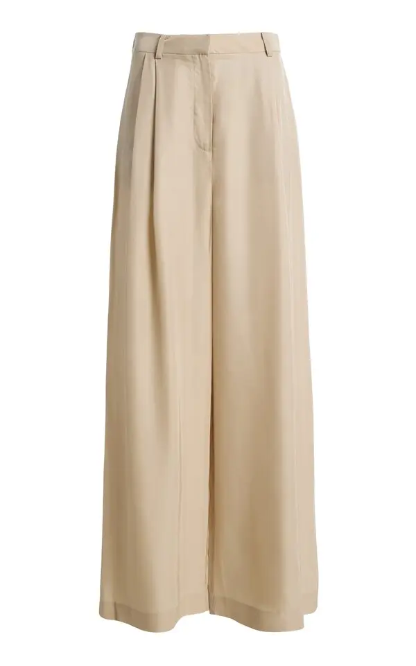 THE FRANKIE SHOP Marfa Pleated Wide-leg Trousers - Brown