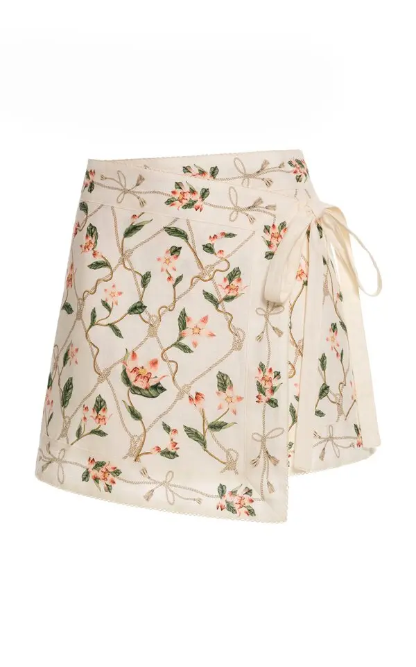 Agua Bendita Lluna Navegante Linen Mini Wrap Skirt - Ivory