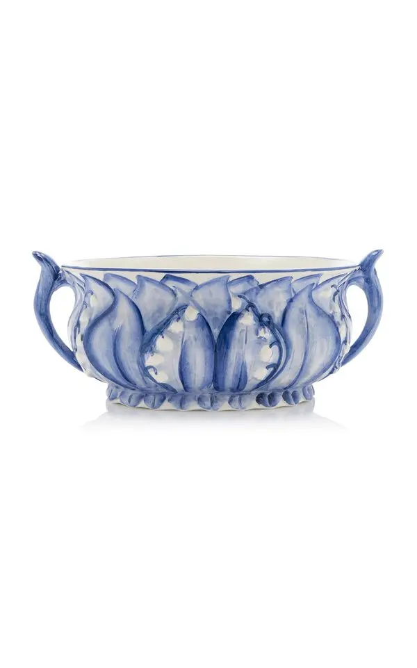 MODA DOMUS Lily Of The Valley Ceramic Planter - Blue