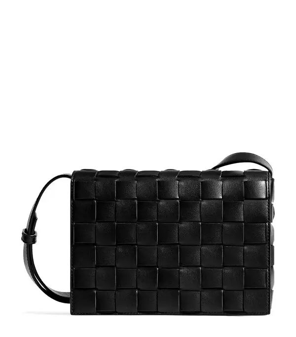 Bottega Veneta Leather Orto Messenger Bag - Black