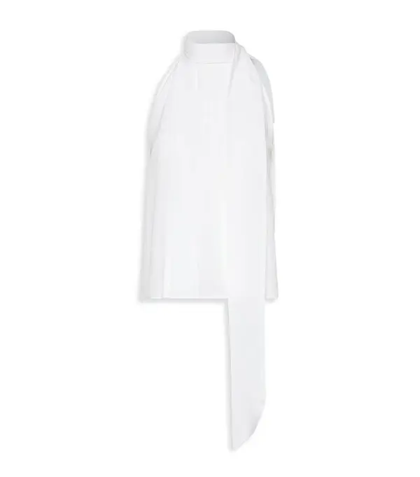 Max Mara Silk Tie Neck Blouse - White