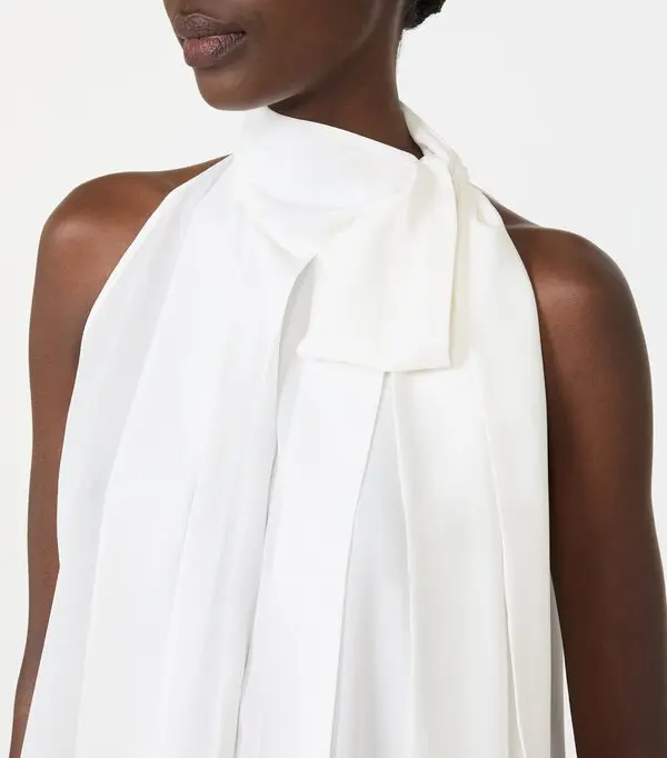Max Mara Silk Tie Neck Blouse - White