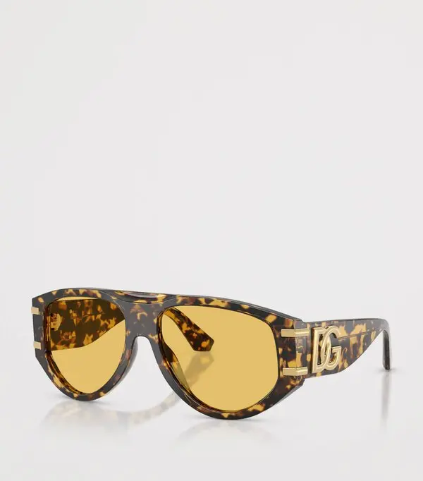 Dolce & Gabbana Tortoiseshell Aviator Sunglasses With Dg Motif