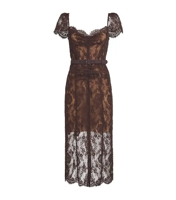 SELF-PORTRAIT Lace Floral Midi Dress