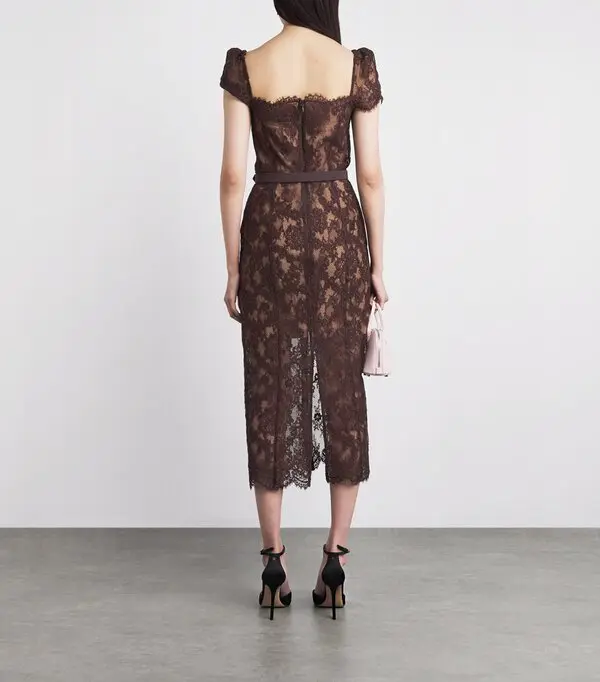 SELF-PORTRAIT Lace Floral Midi Dress