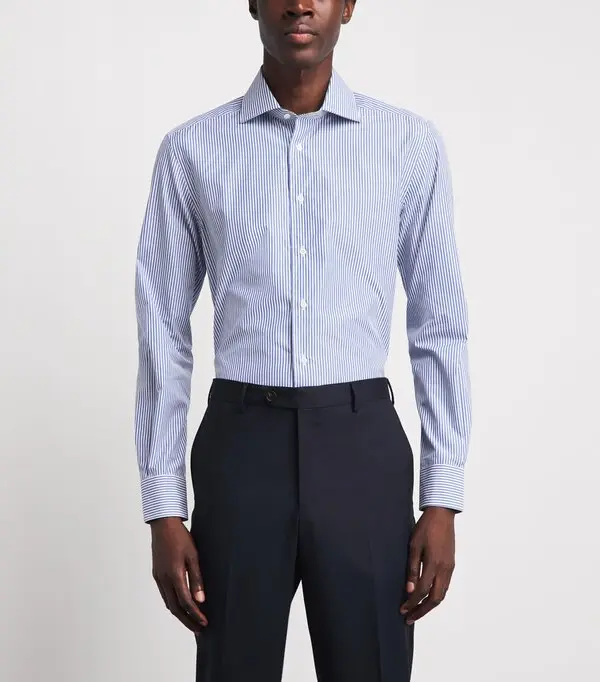 Corneliani Cotton Stripe Shirt - Blue