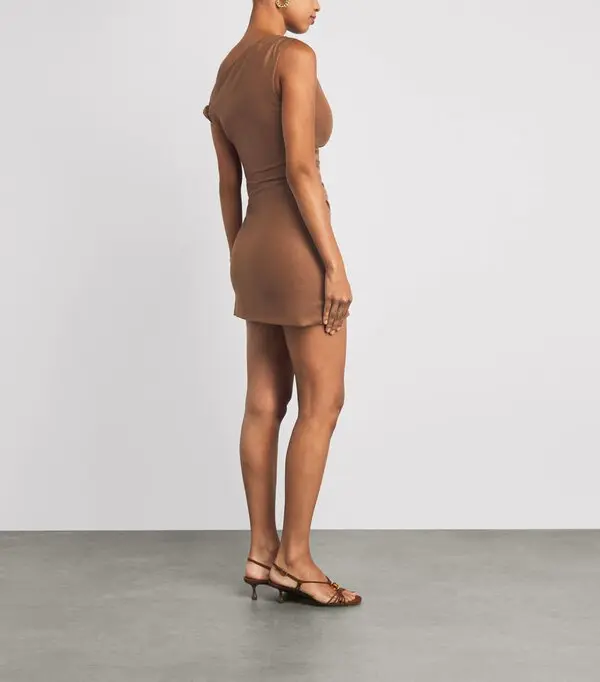 SIR. Asymmetrical Linen Mini Dress - Brown
