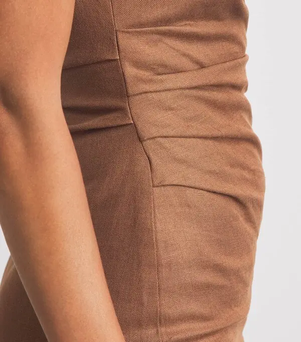 SIR. Asymmetrical Linen Mini Dress - Brown