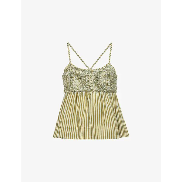 DAMSON MADDER Pinstripe Cotton Cami Top - Basil