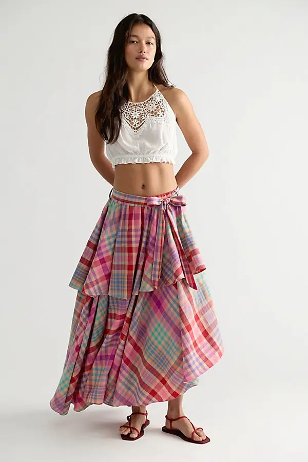 Rujuta Sheth Tiered Wrap Maxi Skirt - Crayon Stripes