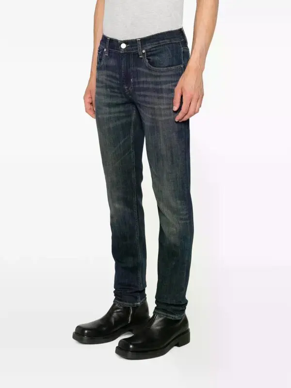 7 For All Mankind Whiskered Faded Effect Jeans - Blue