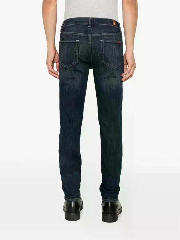 7 For All Mankind Whiskered Faded Effect Jeans - Blue