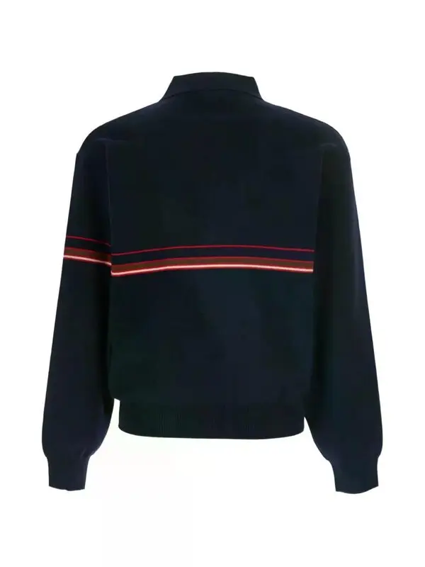 Versace Striped Long-sleeve Polo Shirt - Blue