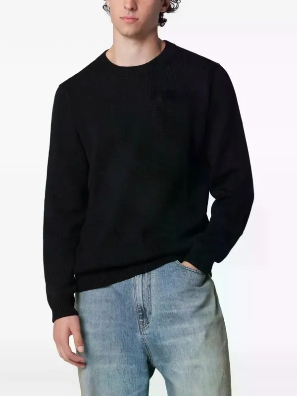 ROBERTO COLLINA Ribbed Knit Crew Neck Sweater - Black