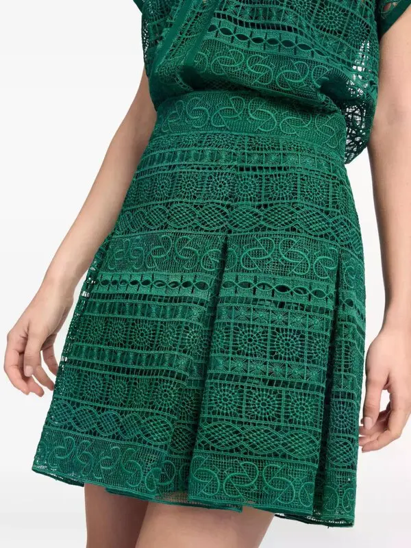 Elie Saab Macramé Pleated Mini Skirt