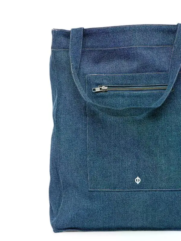 SAMSOE SAMSOE Logo Print Denim Tote Bag