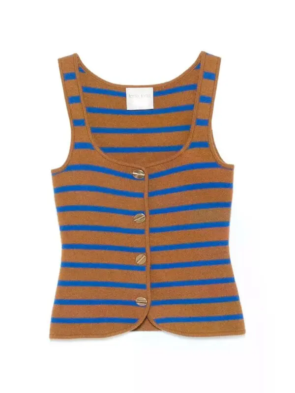 FORTE_FORTE Striped Button-fastening Vest