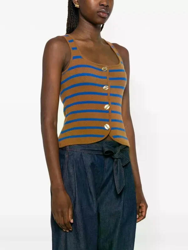 FORTE_FORTE Striped Button-fastening Vest