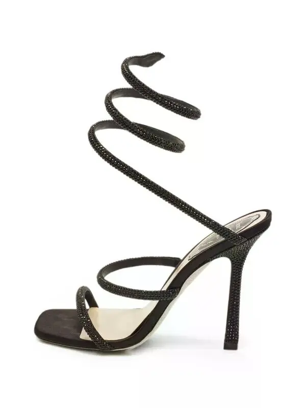 Rene Caovilla Satin Crystal-embellished Strappy Sandals - Black