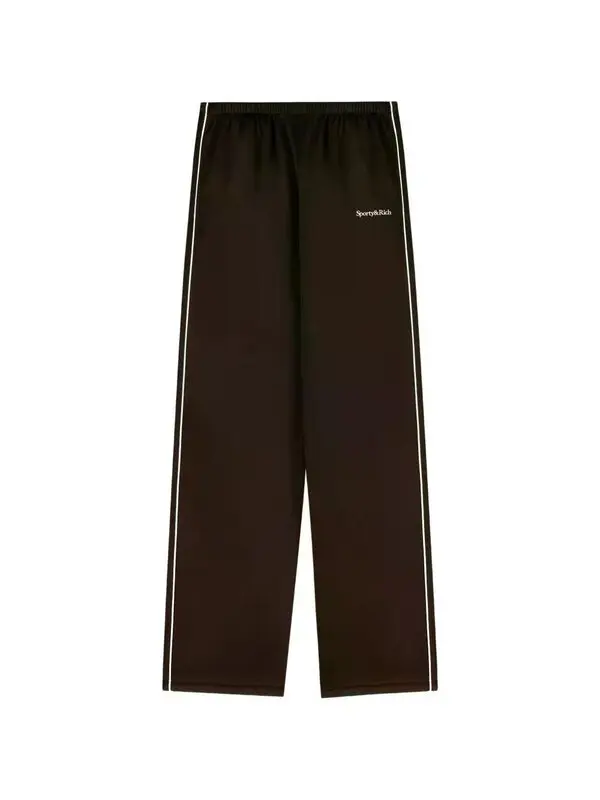 Sporty & Rich Serif Logo Side Stripe Track Pants - Brown
