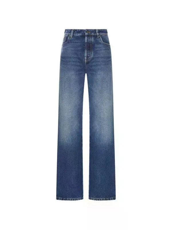 Miu Miu Faded Effect Logo-embroidered Jeans - Blue