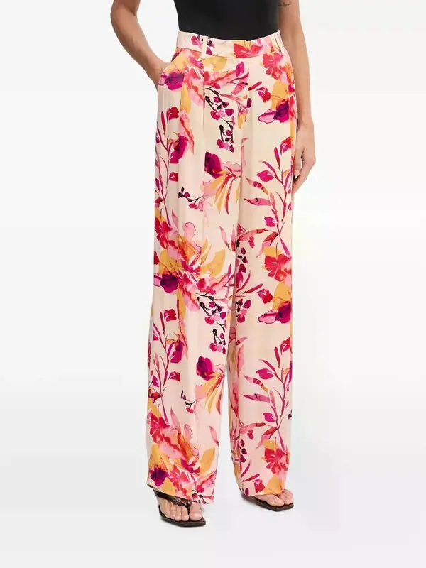 Lola Casademunt Floral Print Pleated Wide Leg Trousers