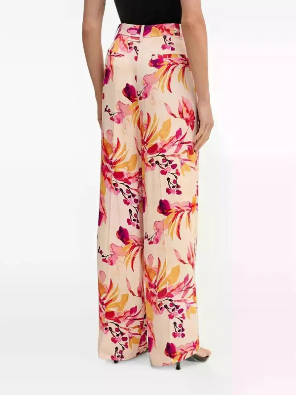 Lola Casademunt Floral Print Pleated Wide Leg Trousers