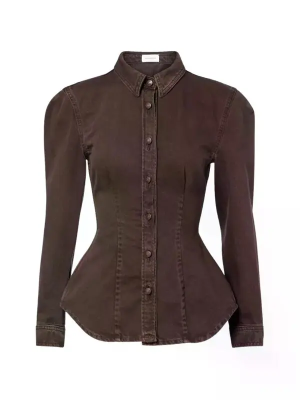 Magda Butrym Denim Belted Shirt - Brown