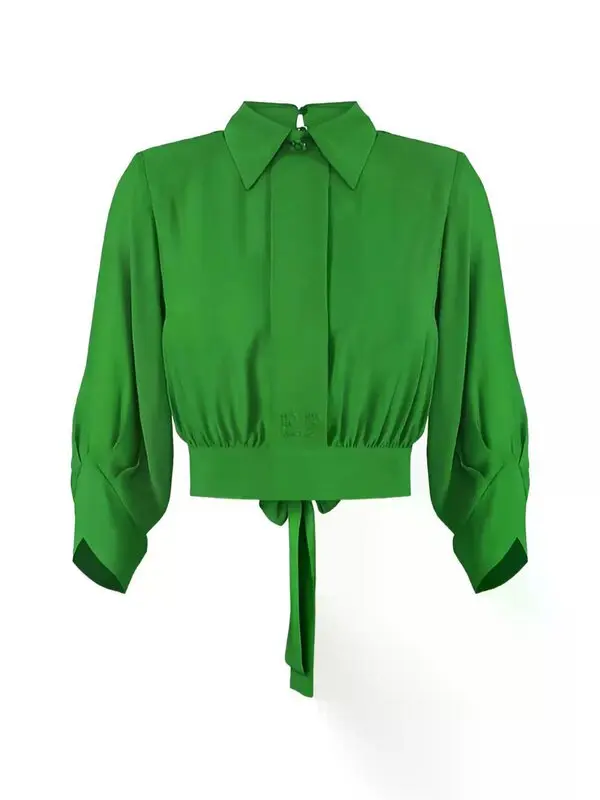 Elisabetta Franchi Georgette Cropped Shirt - Green